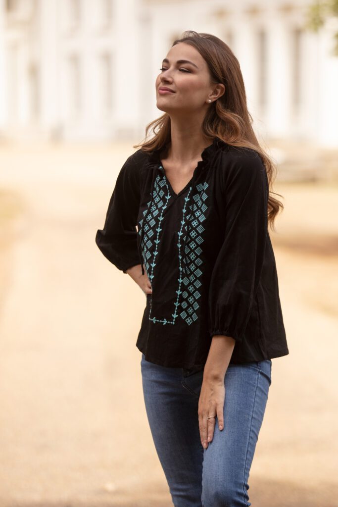 Long Sleeve Embroidery Top – Gabrielle Parker